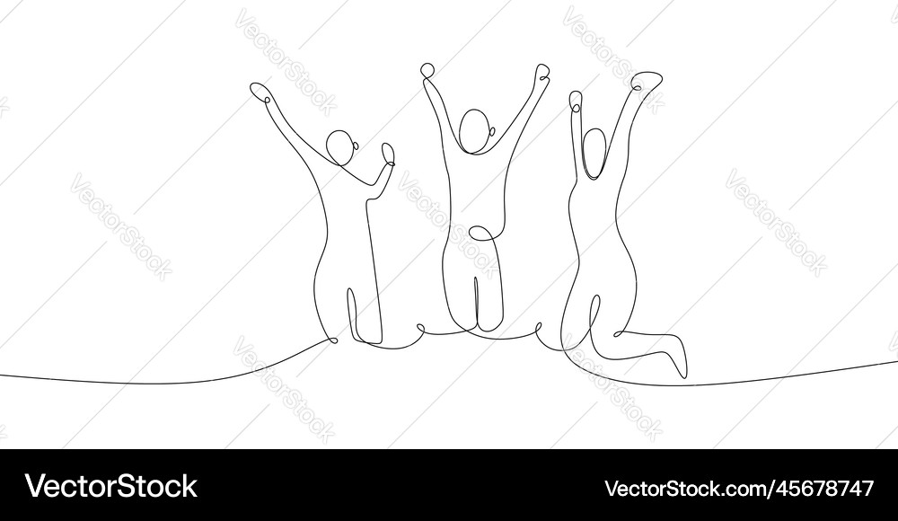 Happy three person rising their hands Royalty Free Vector