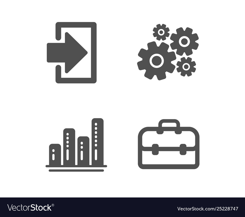 Login graph chart and cogwheel icons portfolio Vector Image