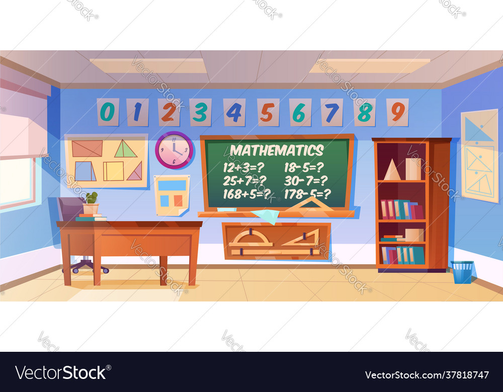 Mathematics classroom empty interior school class Vector Image