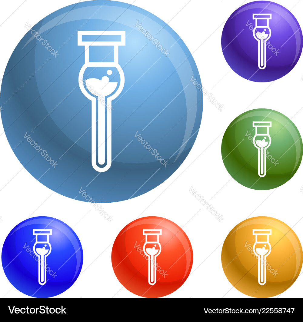 Modern test tube icons set Royalty Free Vector Image