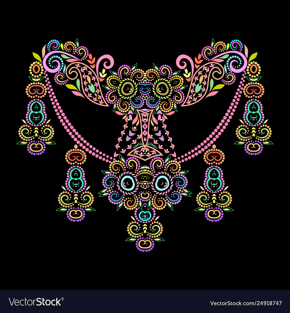 Neckline Ethnic Design Colored Pattern Royalty Free Vector 