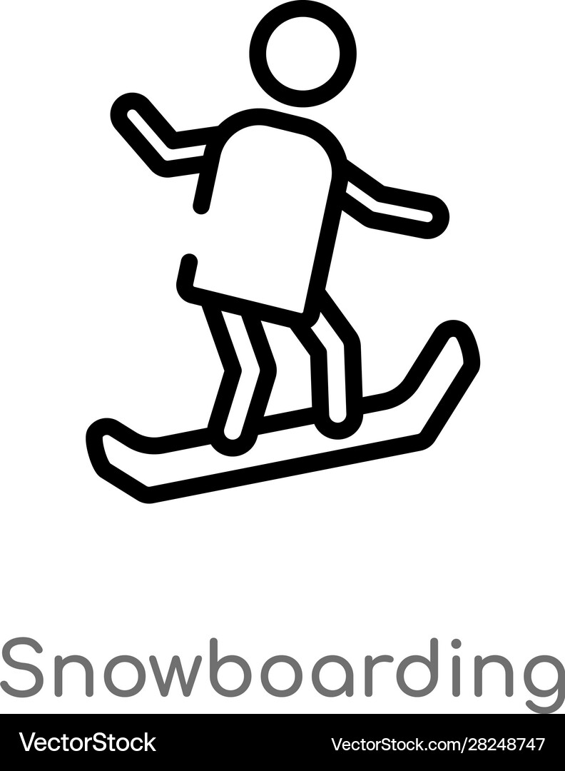Outline snowboarding icon isolated black simple Vector Image