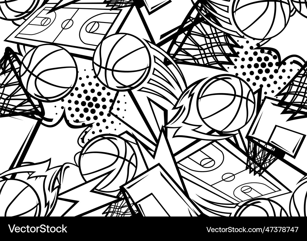 Pattern with basketball items sport club Vector Image
