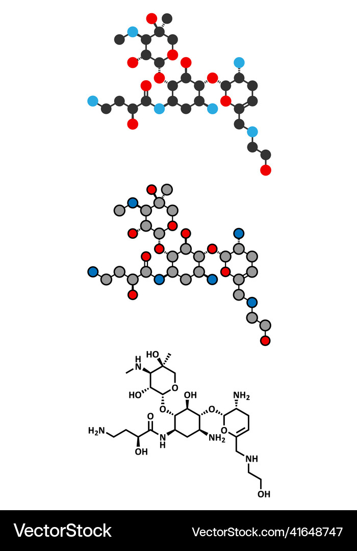 Plazomicin antibiotic drug molecule Royalty Free Vector