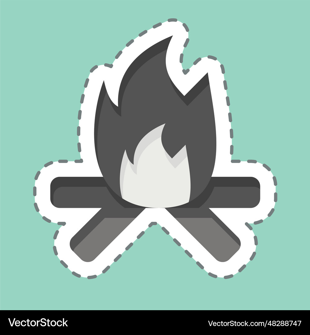 Sticker line cut fire related to american Vector Image