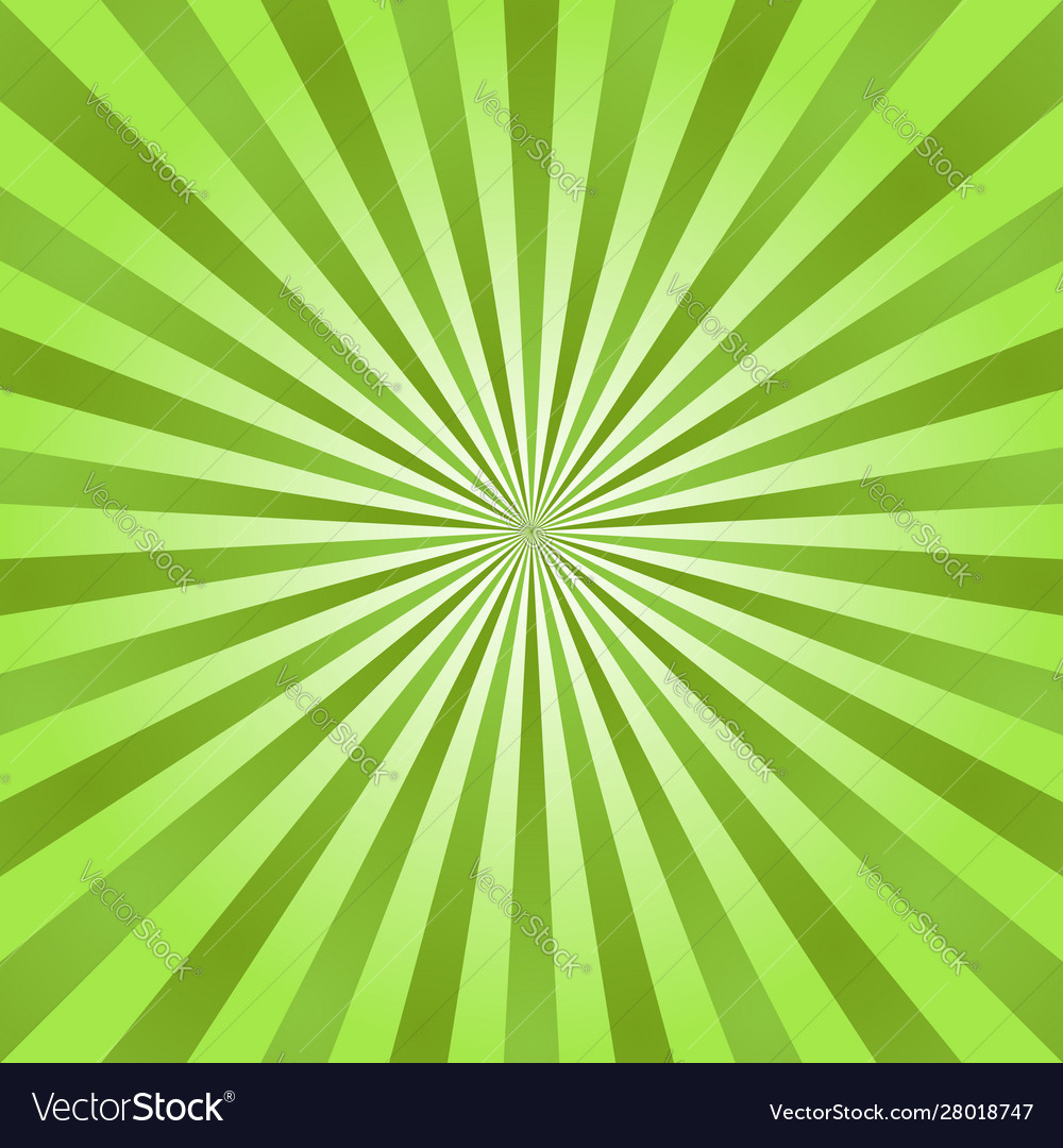 Sun Rays Background Green Radiate Sun Beam Burst Vector Image