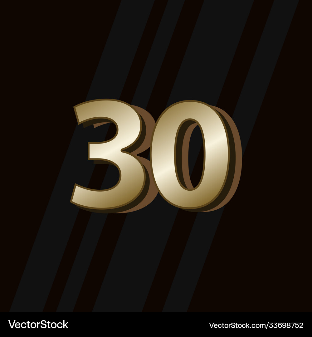 30 years anniversary gold elegant number template Vector Image