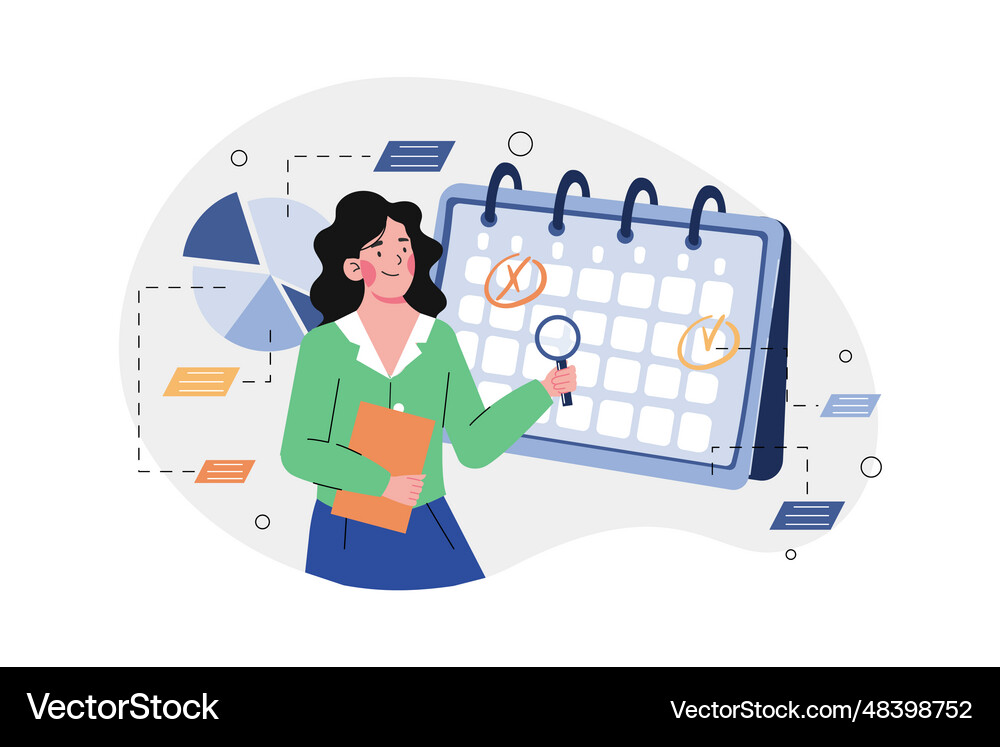 Businesswoman checking her schedule concept on Vector Image