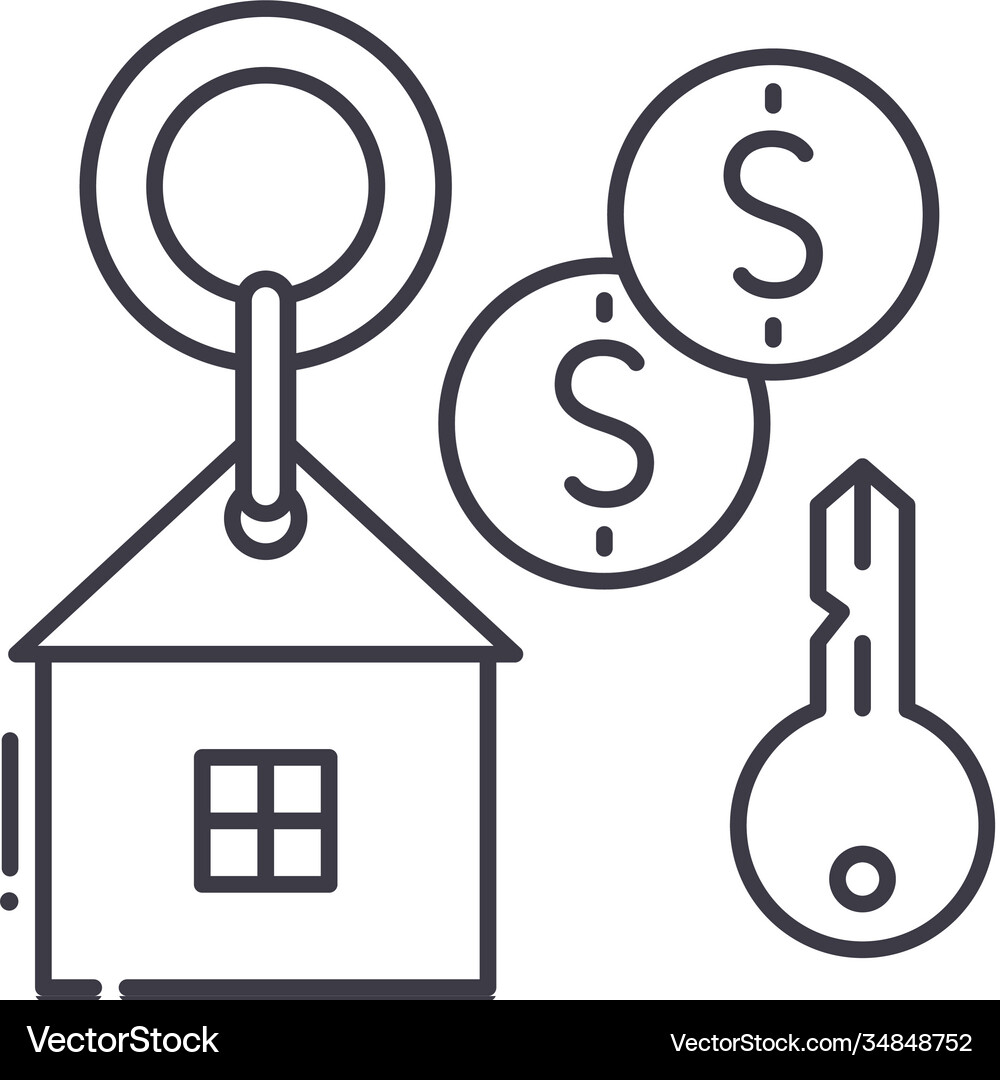 Buy new house icon linear isolated Royalty Free Vector Image