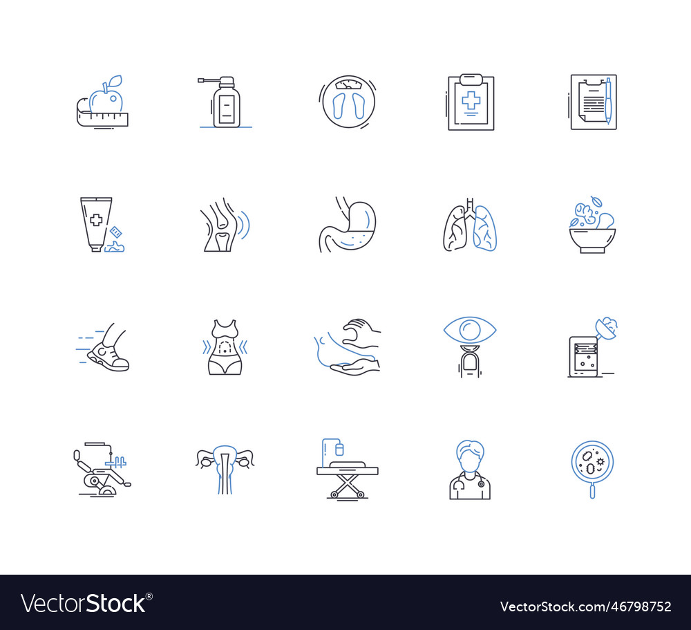 Chronic Disease Management Line Icons Collection Vector Image