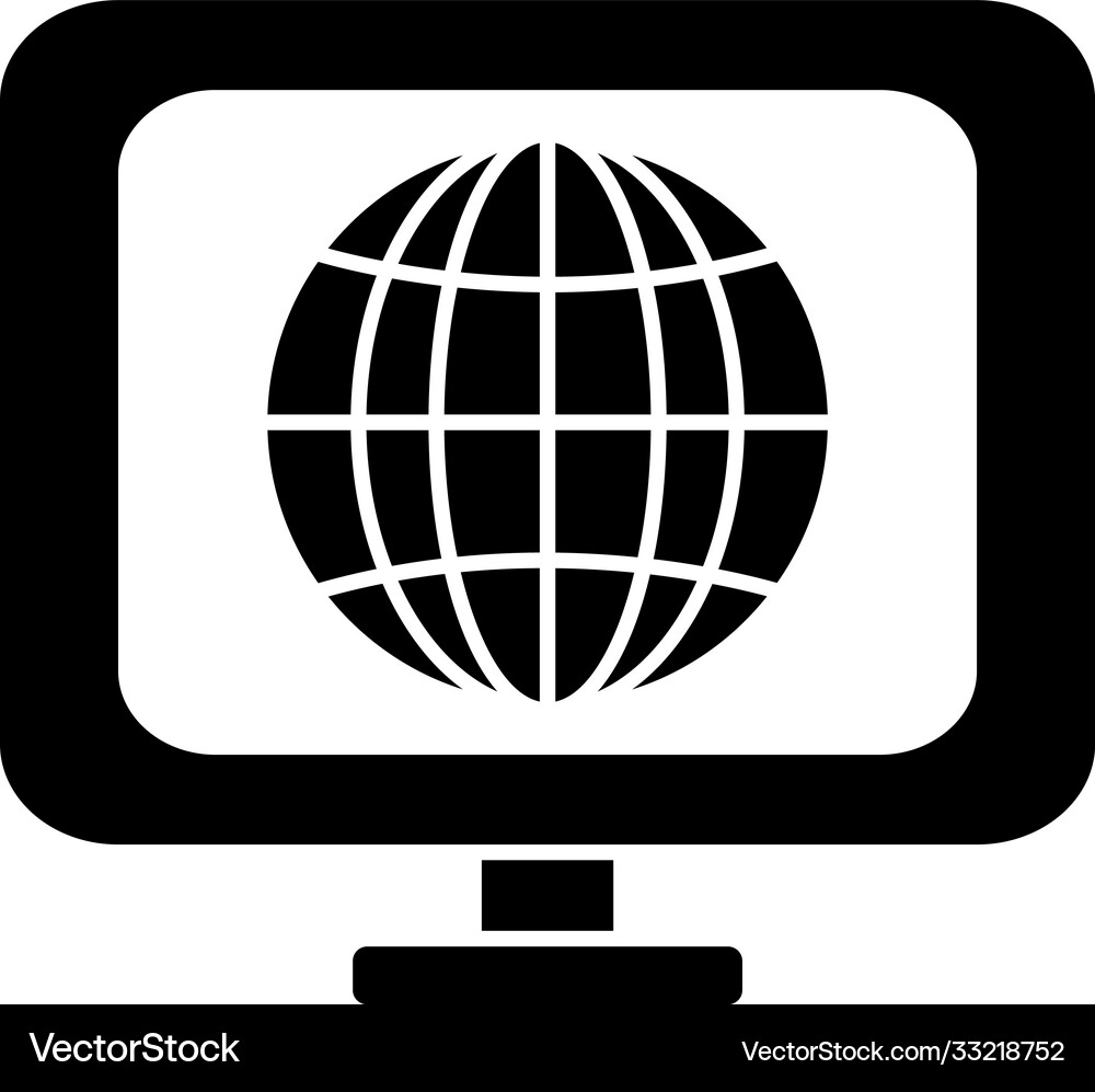 Computer monitor with global sphere icon Vector Image