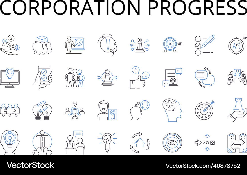 Corporation progress line icons collection Vector Image