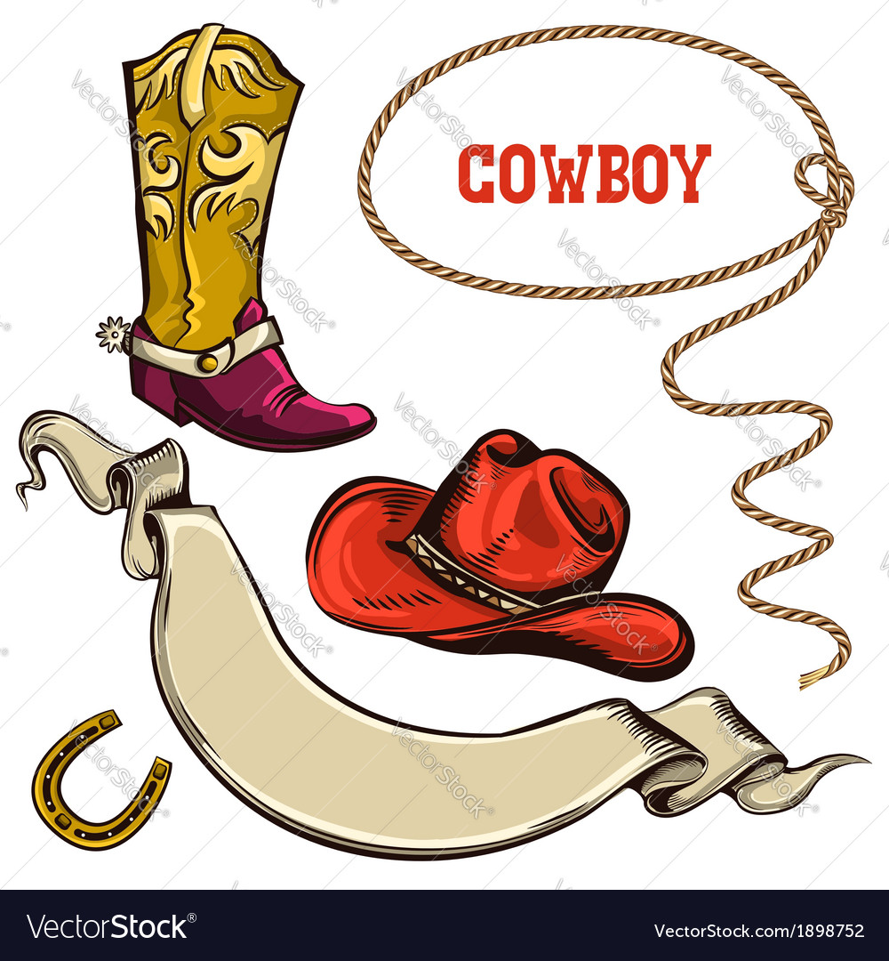Cowboy american objects Royalty Free Vector Image