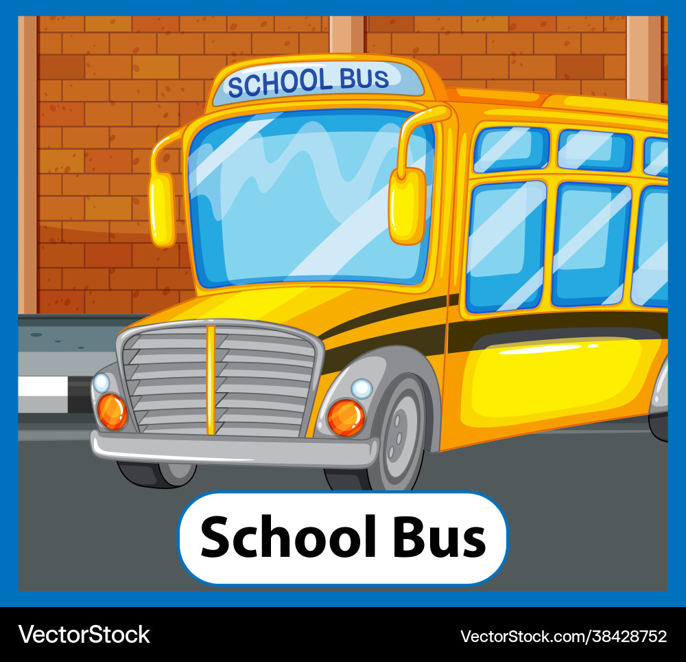 Educational english word card school bus Vector Image