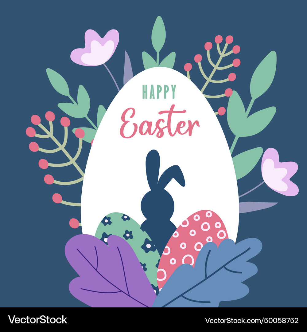 Happy easter card with bunny eggs Royalty Free Vector Image