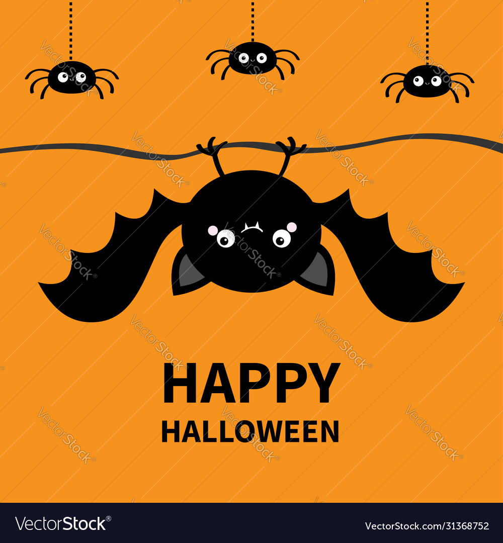 Happy halloween spider set hanging cute Royalty Free Vector