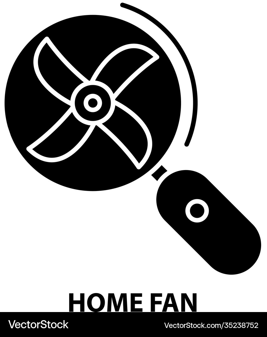 Home fan icon black sign with editable Royalty Free Vector