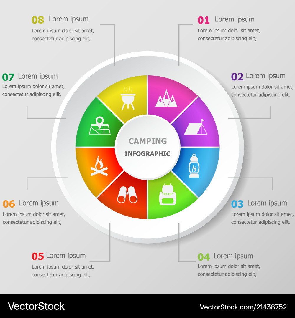 Infographic design template with camping icons Vector Image