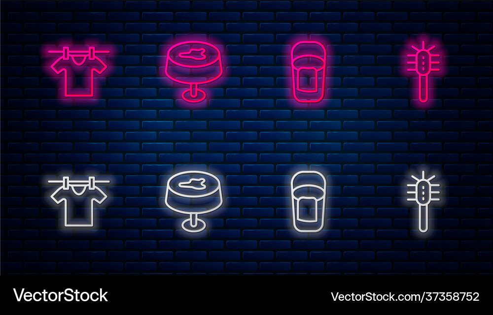 Set line stain on tablecloth bucket with rag Vector Image