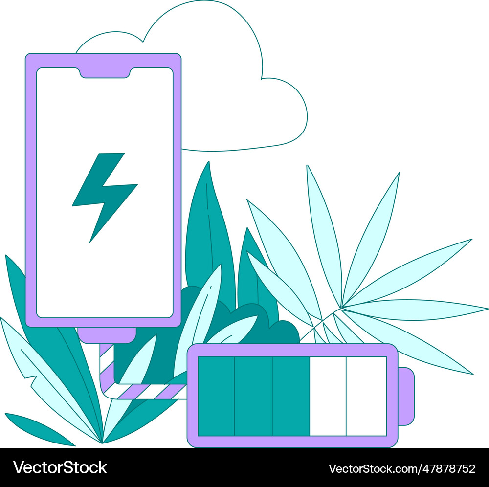 Smartphone charging from electric battery as eco Vector Image