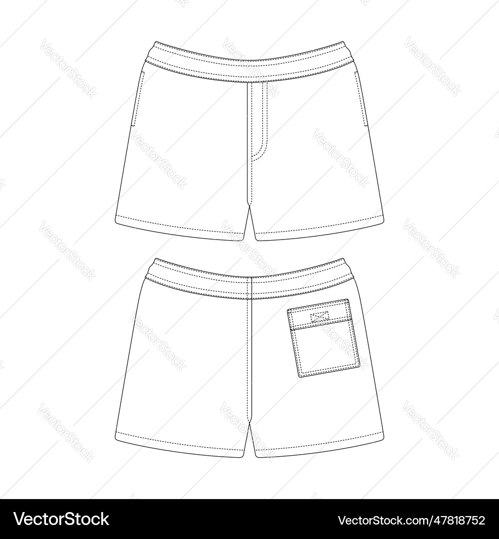 Template swim trunks flat design outline clothing Vector Image