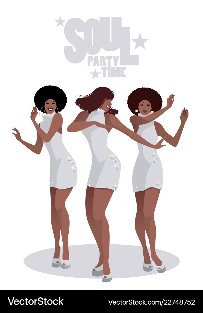 Three beautiful singers and soul dancers Vector Image