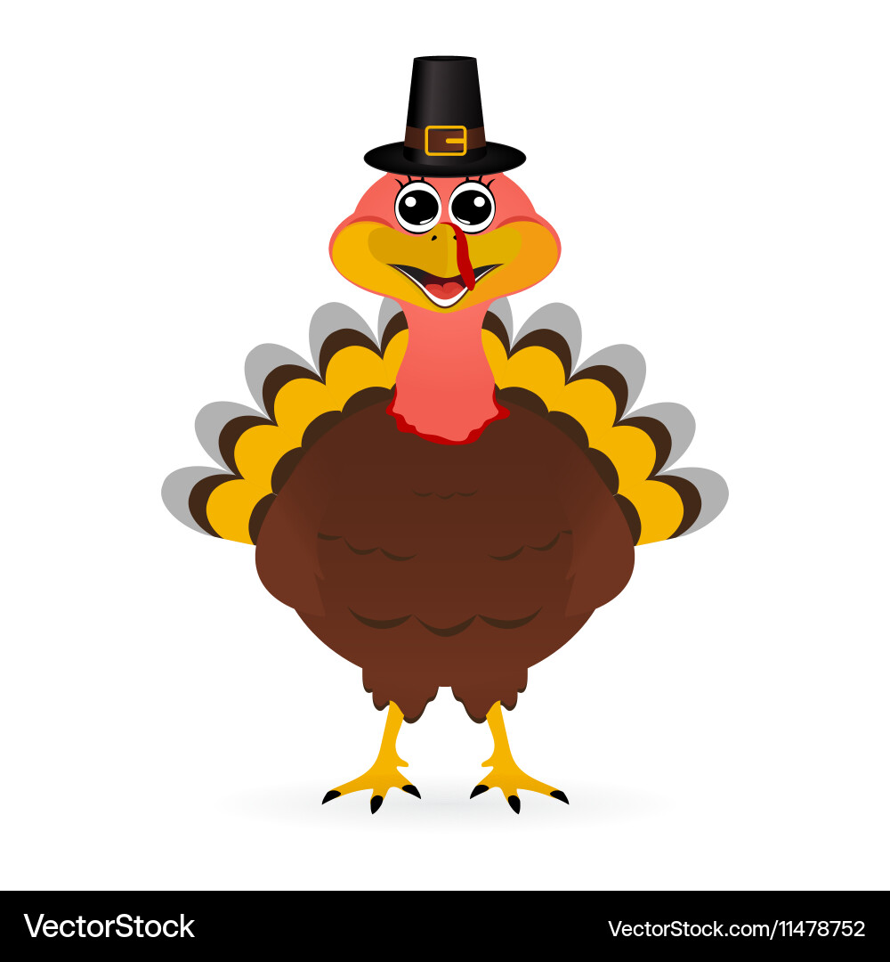 Turkey in hat on thanksgiving day Royalty Free Vector Image