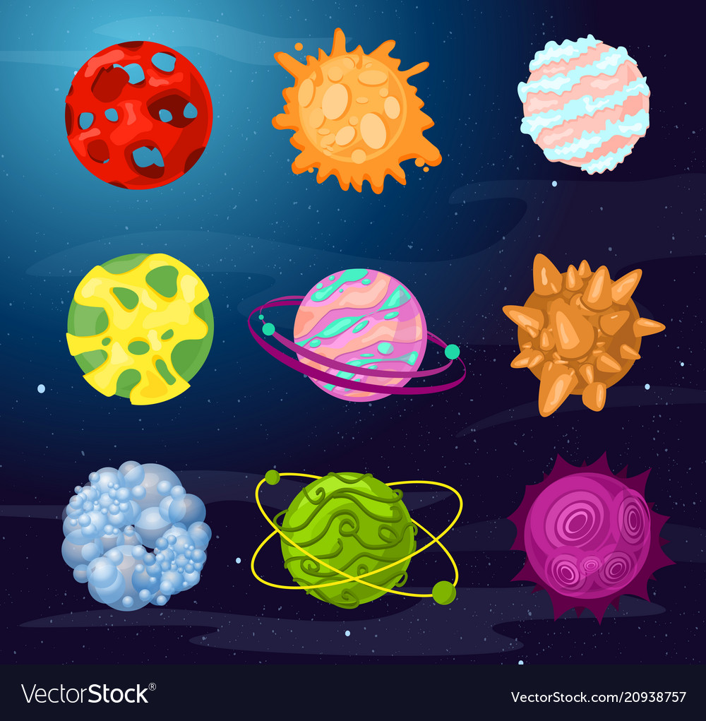 Colorful Cartoon Planets & Space Royalty Free Vector