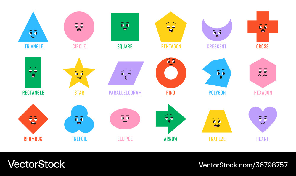 Geometric character shapes with face emotions Vector Image
