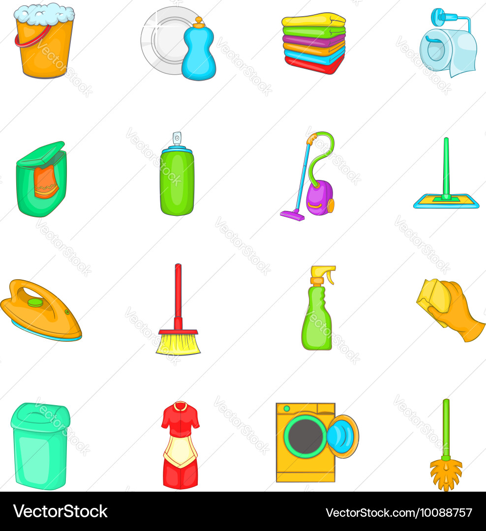 Household elements icons set cartoon style Vector Image