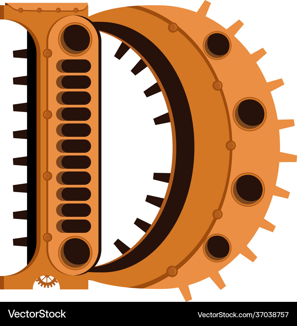 Letter d in steampunk style an on subject Vector Image