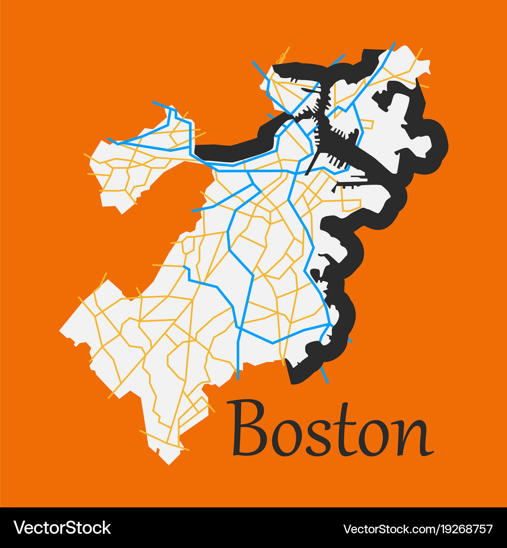 Map of boston city flat Royalty Free Vector Image