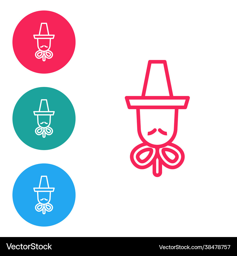 Red line traditional korean hat icon isolated Vector Image