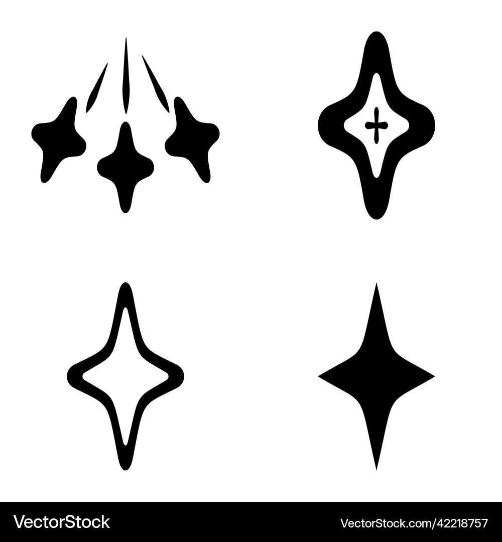 Rhombic star3 flat icon set isolated on white Vector Image