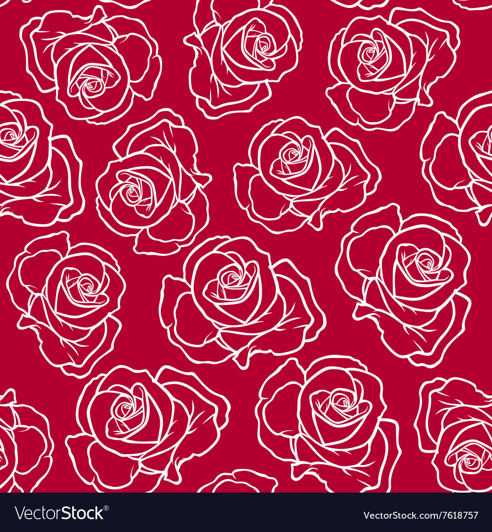 Rose contour pattern red Royalty Free Vector Image