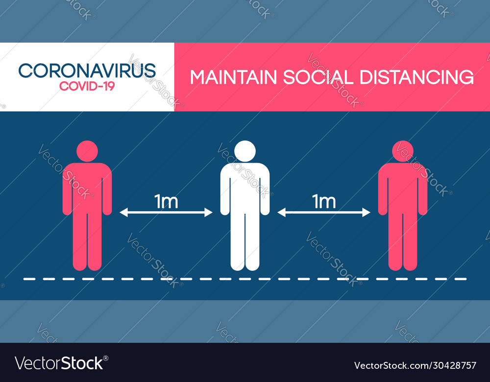 Social distancing sign avoid covid-19 Royalty Free Vector