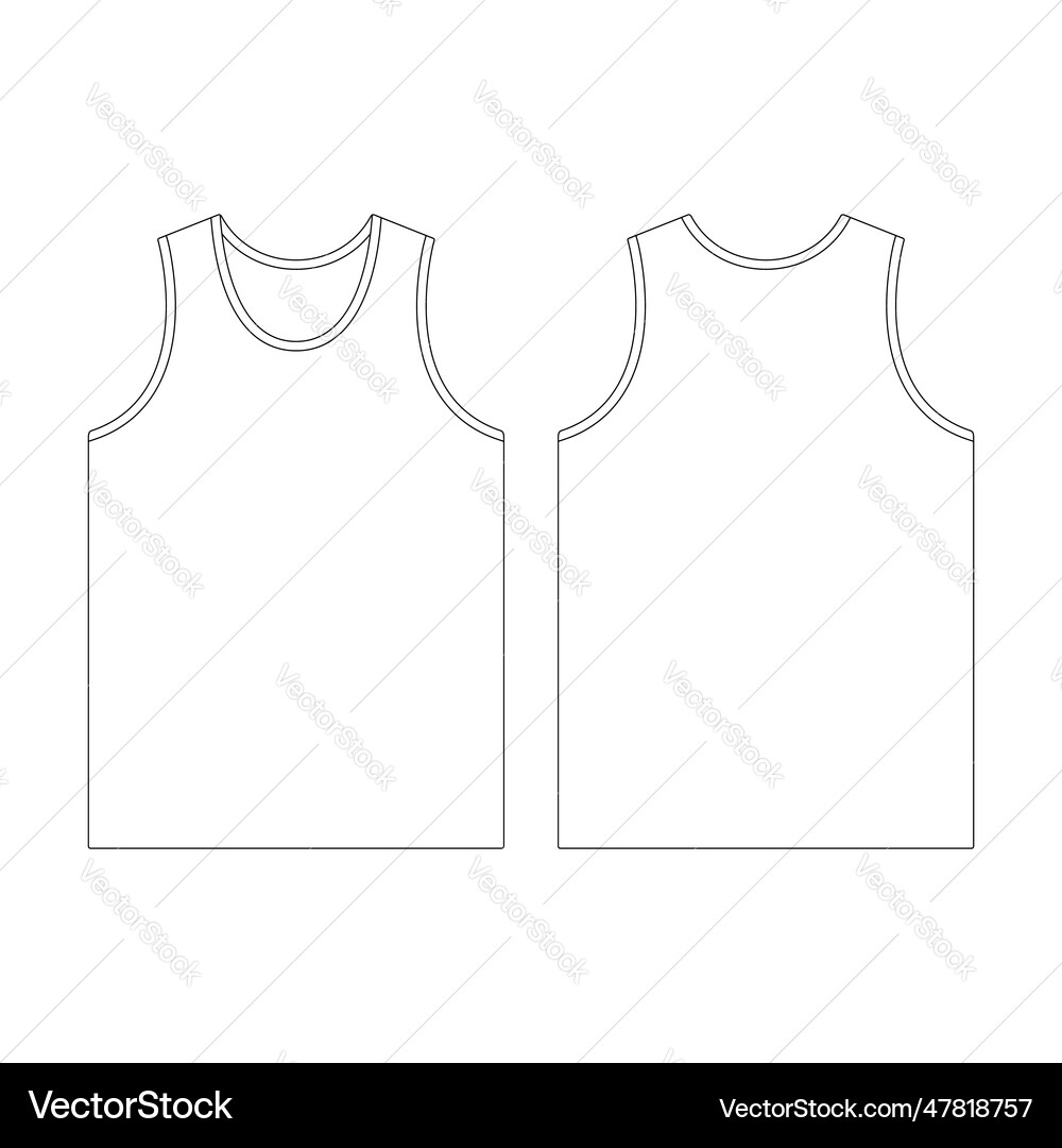 Template tank top flat sketch design outline Vector Image