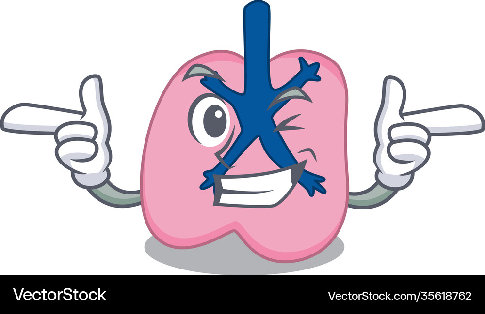Cartoon design lung showing funny face with Vector Image