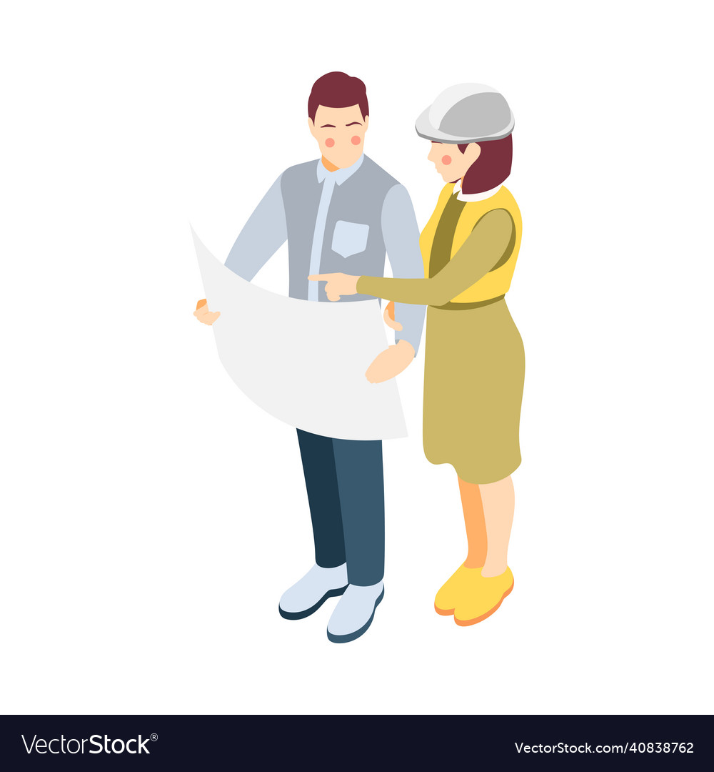 Construction plan consultation composition Vector Image
