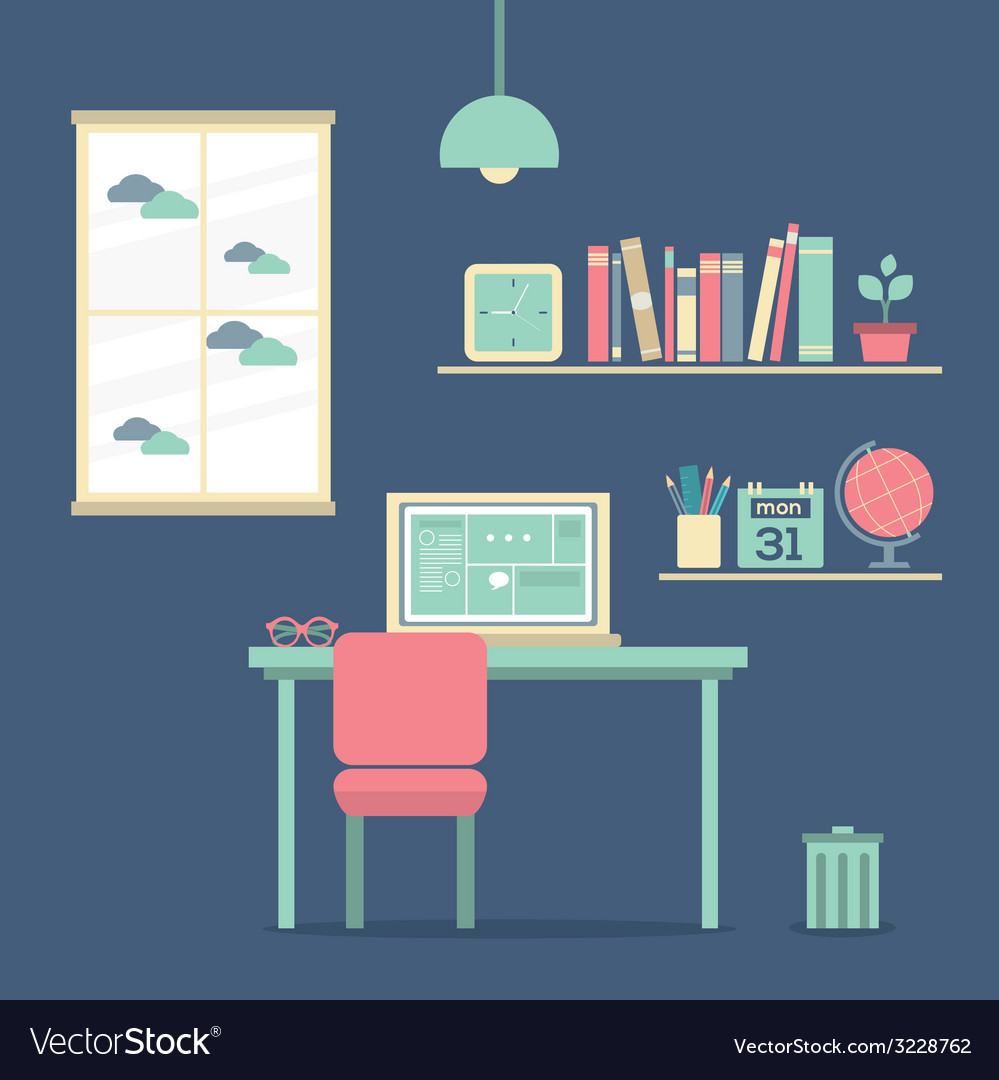 Flat design workplace Royalty Free Vector Image
