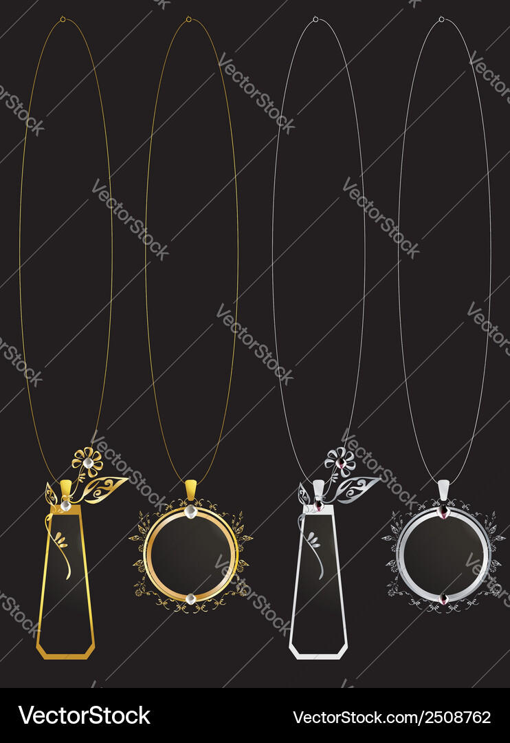Gold and silver floral necklaces Royalty Free Vector Image