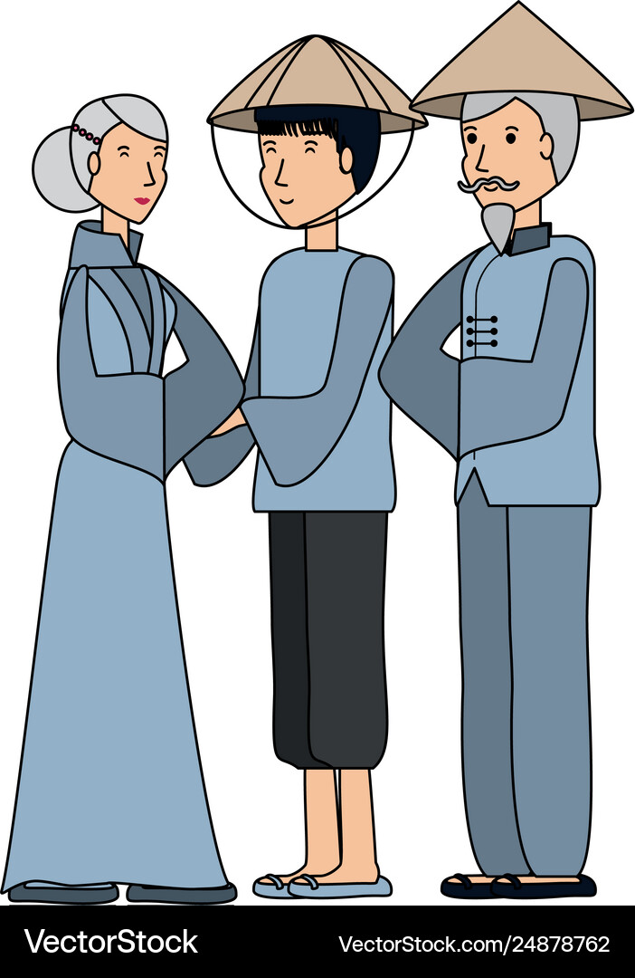 Group people chinese avatar character Royalty Free Vector