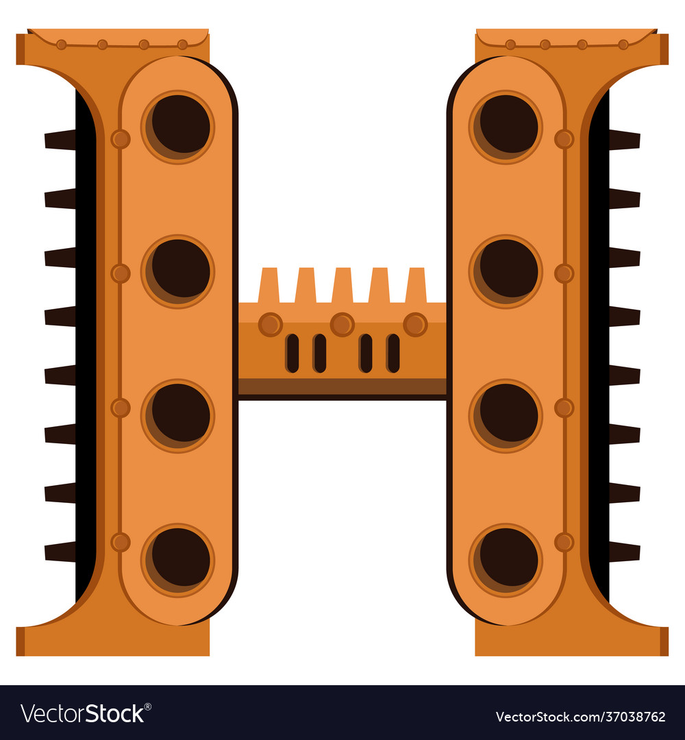Letter h in steampunk style an on subject Vector Image