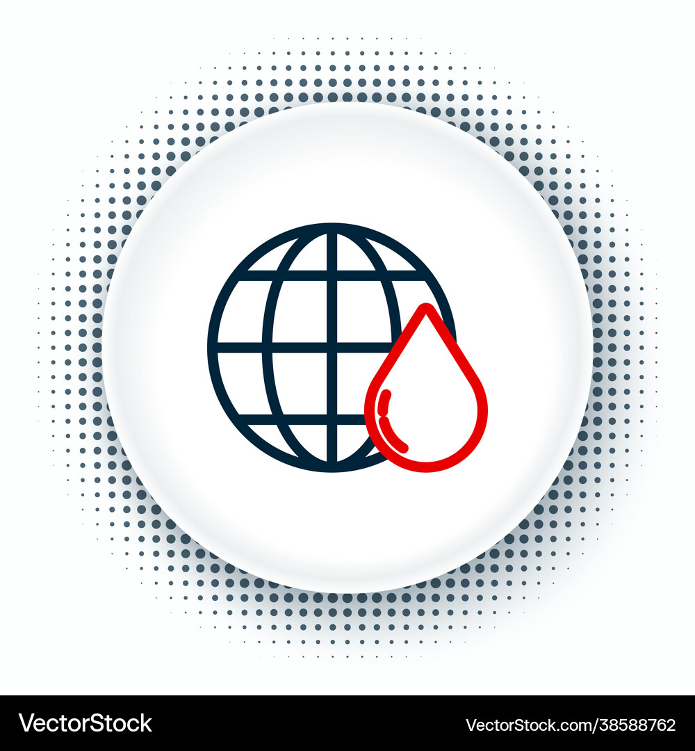 Line earth planet in water drop icon isolated Vector Image