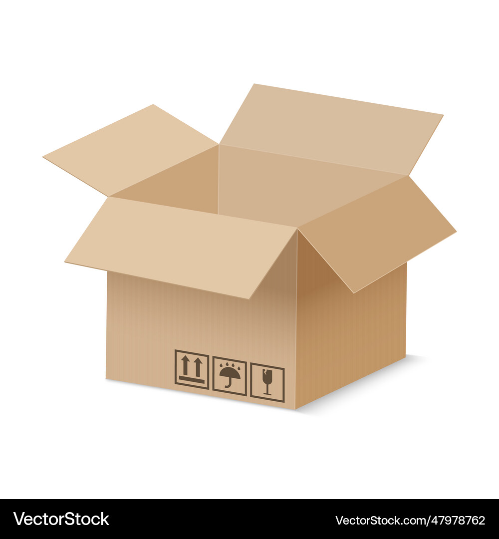 Open cardboard box brown carton delivery package Vector Image