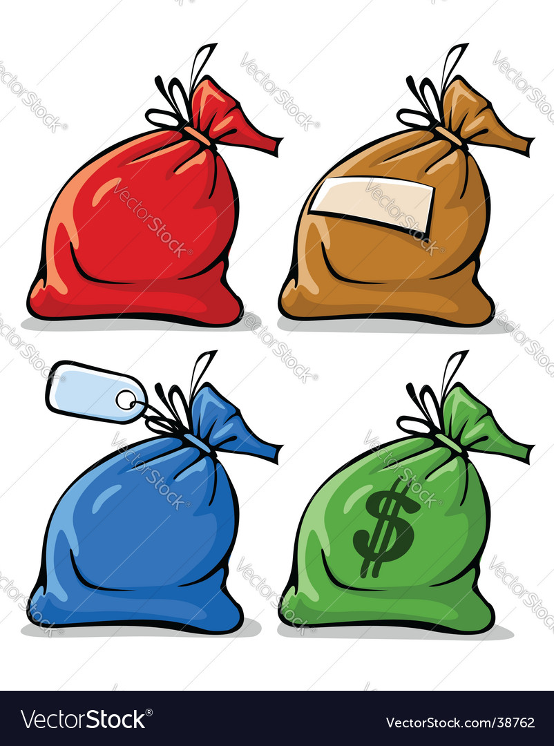 Sacks with labels Royalty Free Vector Image - VectorStock