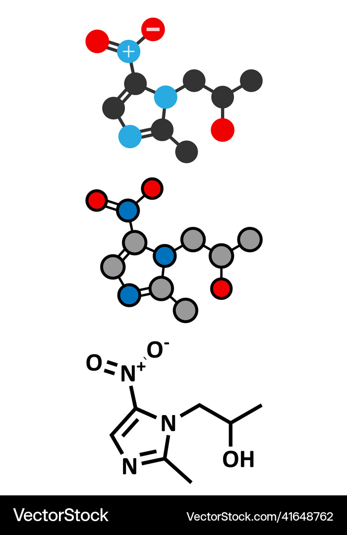 Secnidazole anti-infective drug molecule Vector Image