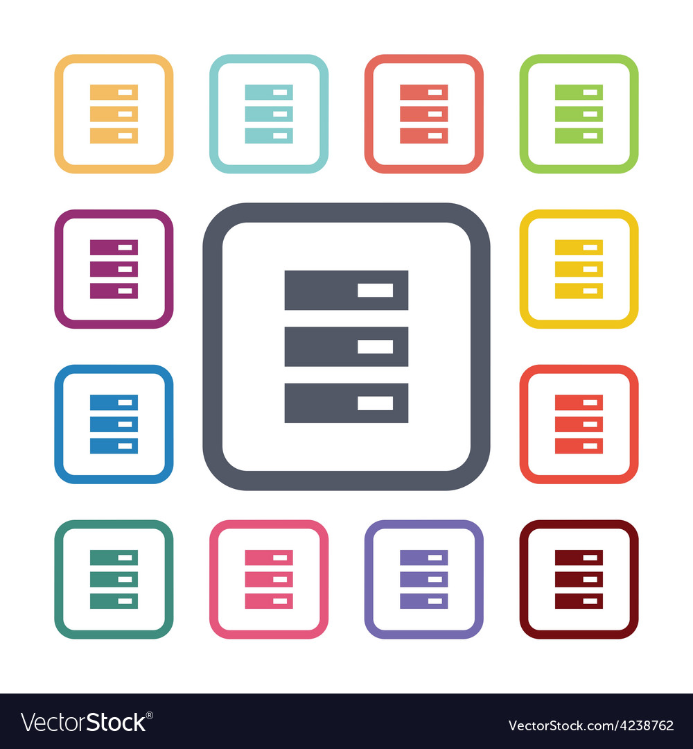 Server flat icons set Royalty Free Vector Image