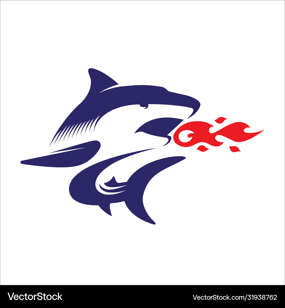 Shark logo fire shark fire hot shark shark Vector Image
