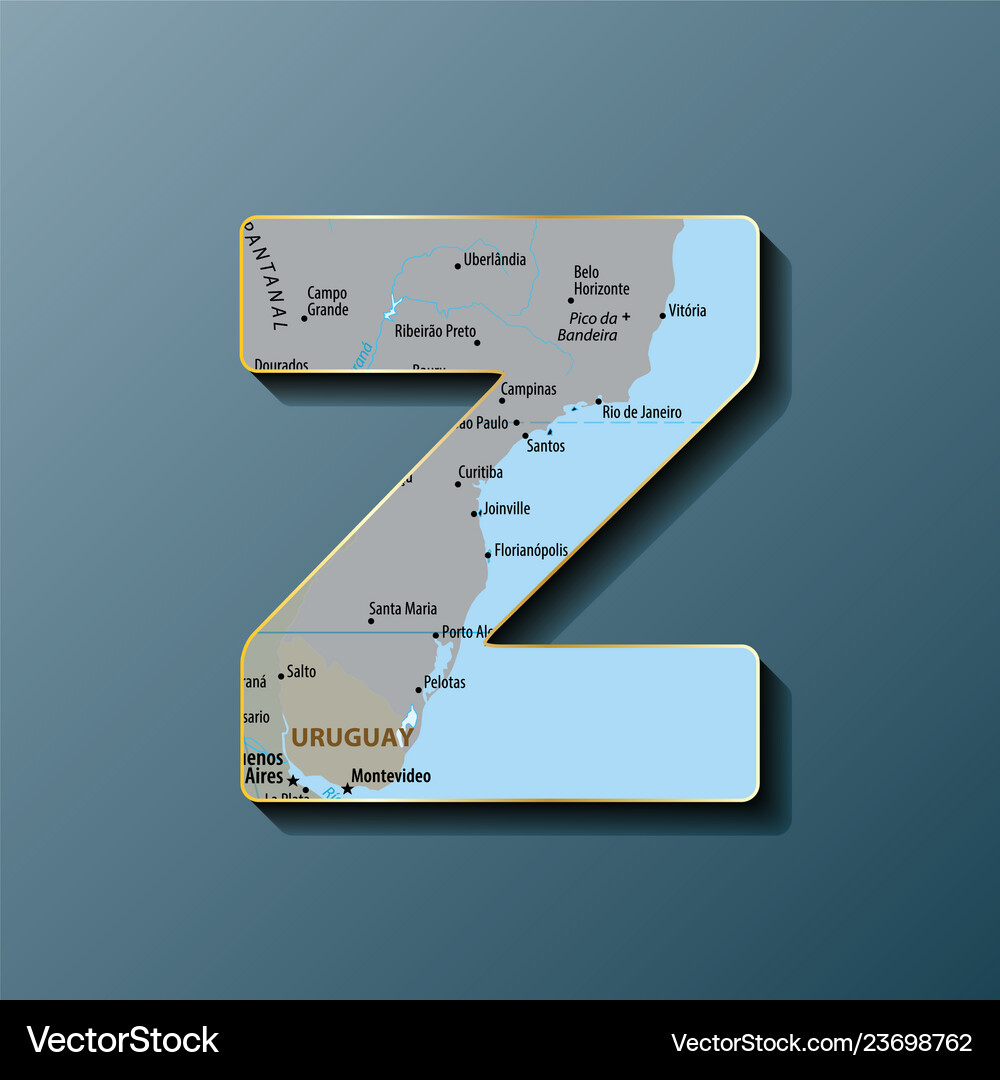 Uppercase letter z with map to use monograms Vector Image